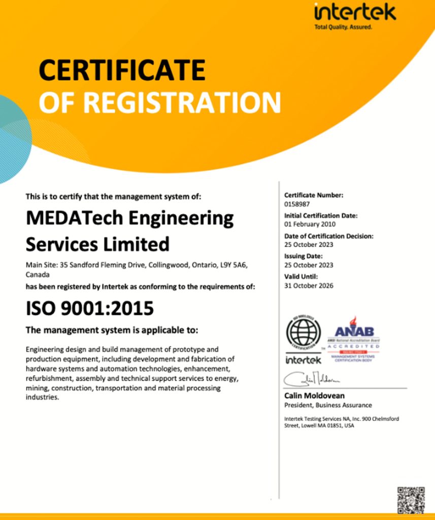 Certifications - MEDATECH Engineering Services